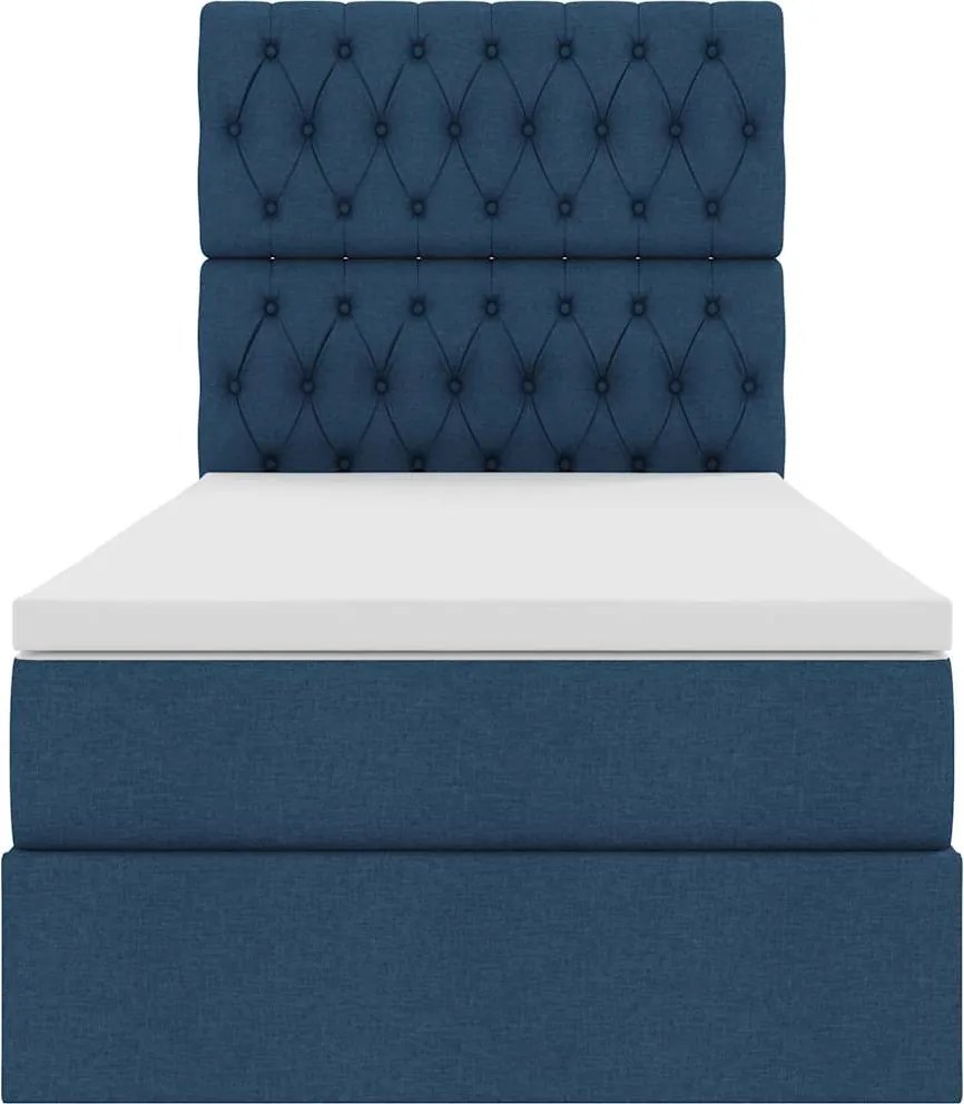 Postel s úložným prostorem a matrací Modrá 90 x 200 cm textil 3371822