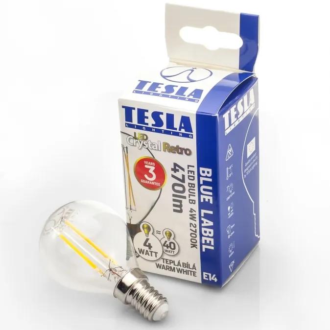 Tesla - LED žárovka CRYSTAL RETRO miniglobe E14 4W