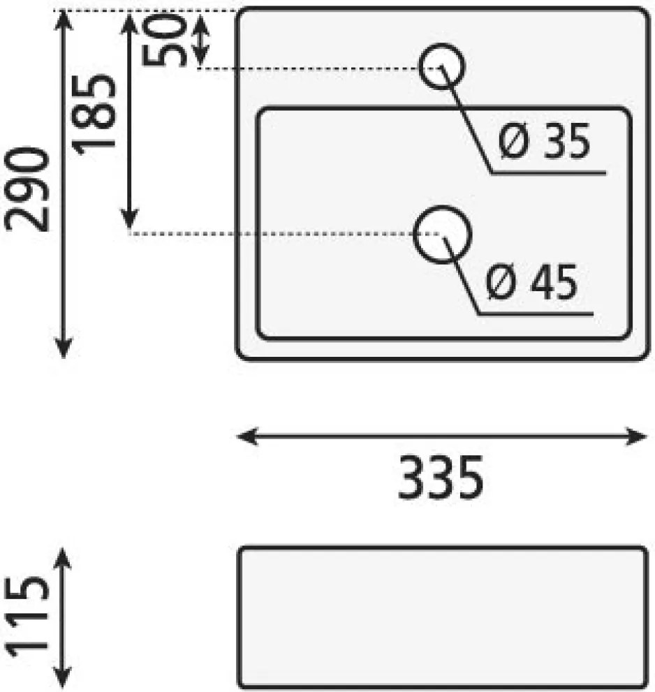 Sapho, GIULIA umyvadlo 33,5x11,5x29cm, bílá, BH7002