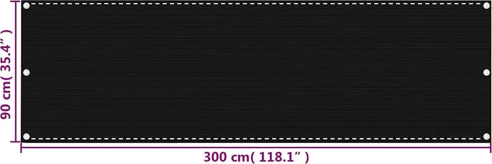 Balkonová zástěna černá 90 x 300 cm HDPE 311032