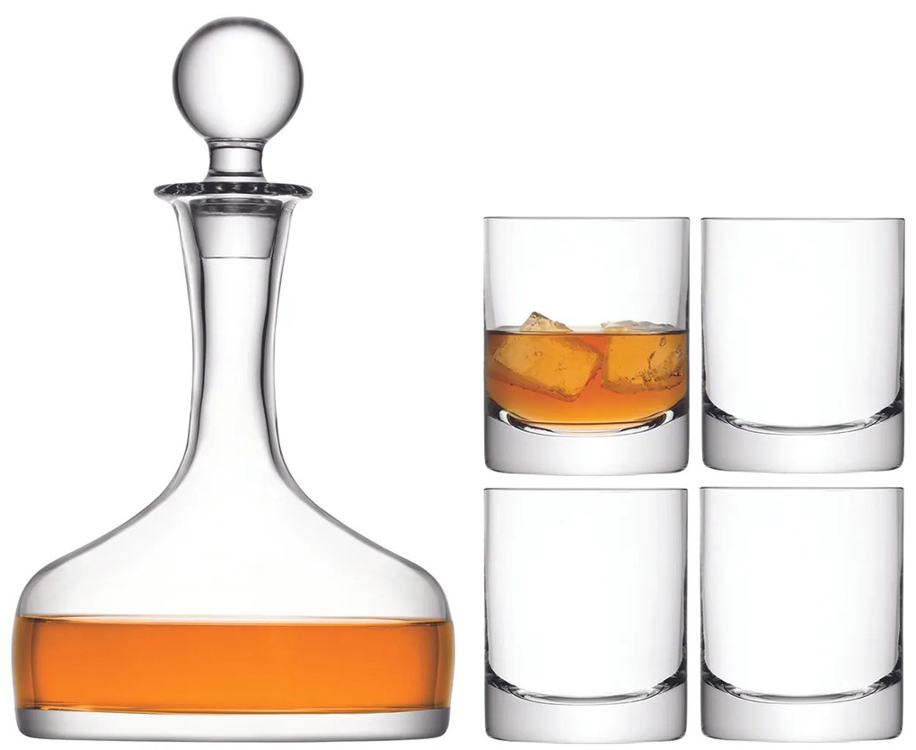 LSA dárkový set Whisky, 4 sklenice (250ml), karafa (1,6l), čiré, Handmade