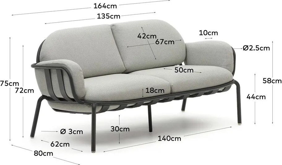 Světle šedá zahradní pohovka Joncols – Kave Home