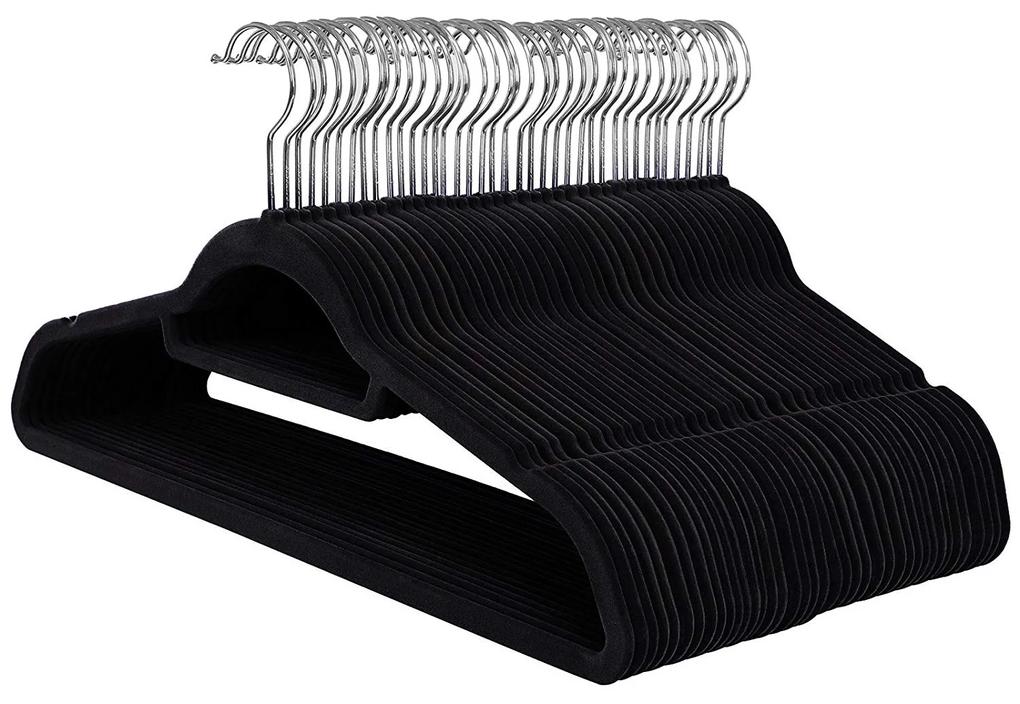 Rongomic Velurové ramínko na oděvy 50 kusů - černé