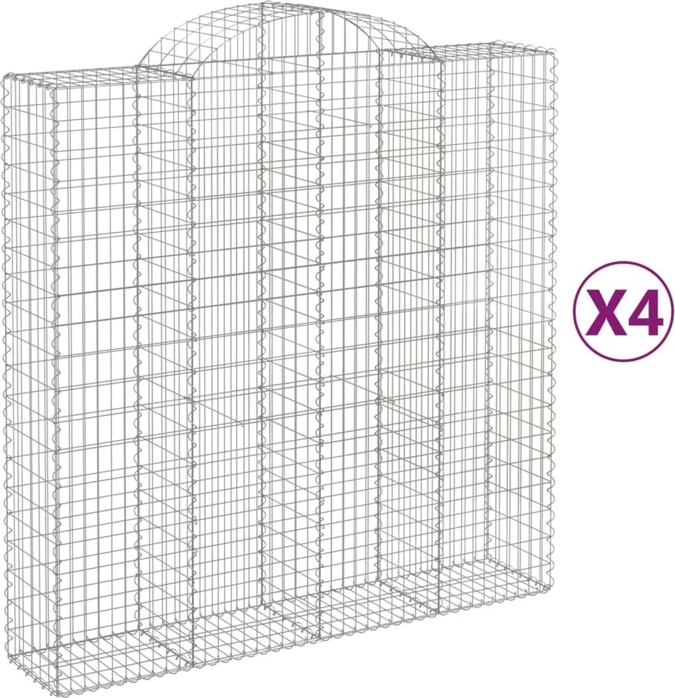 Klenuté gabionové koše 4 ks 200x50x200/220cm pozinkované železo 3146427