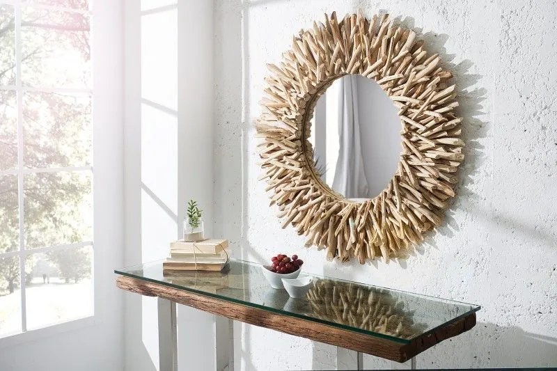 Deflee Designové zrcadlo RIVERSIDE masiv teak ZRC36577masivní recyklované teakové dřevo, neošetřené  80 cm x 8 cm