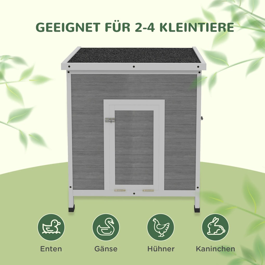 PawHut Kačerák, kachní dům ze dřeva s asfaltovou střechou, vyjímatelné dno, boční dveře, drůbežárna s ventilačními otvory, odolný proti počasí, husí …