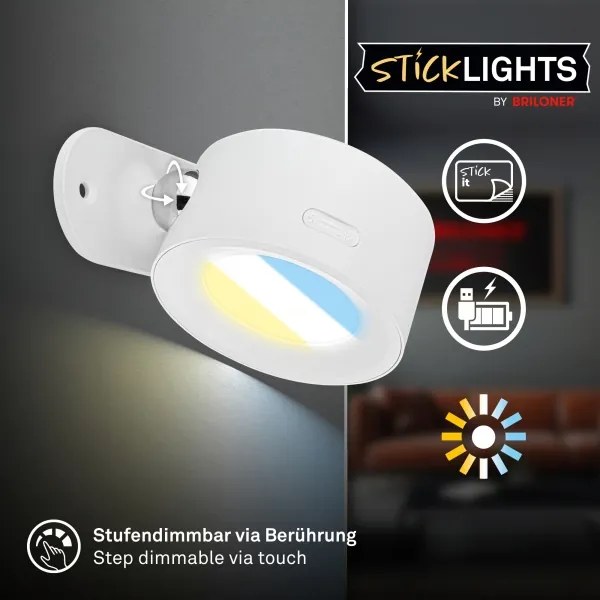 Briloner 3896016 - LED Stm nab nástěnné svTARI LED/1,6W/5V 1500 mAh bílá