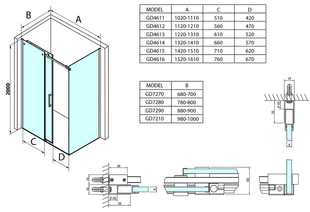 Gelco DRAGON sprchové dveře 1200mm, čiré sklo GD4612 GD4612