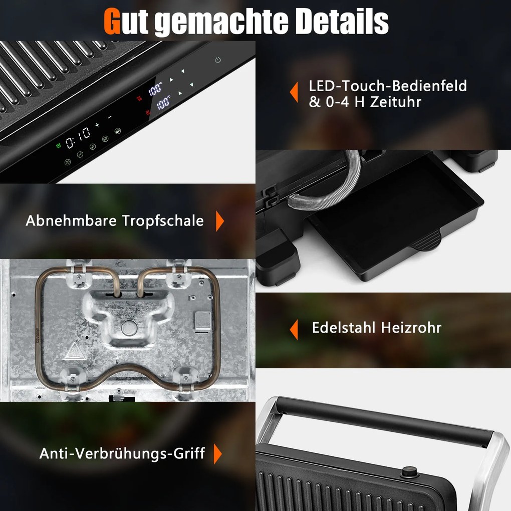 Costway 3-v-1 1800 W Panini lisovací gril s nepřilnavými deskami elektrický gril