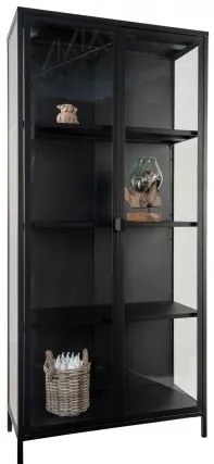 Skleněná vitrína BRISBANE 175x80 cm, černý kov House Nordic 3001040