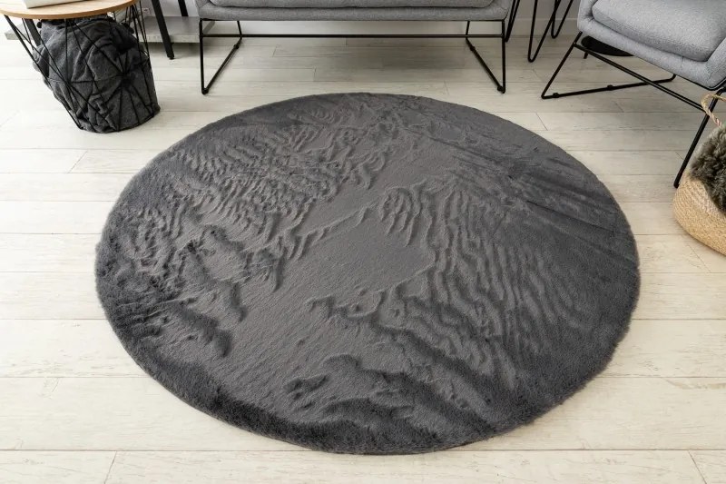 Kulatý koberec BUNNY tmavě šedý