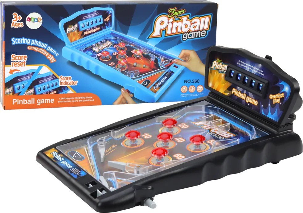 LEAN Toys Postřehová hra Pinball se světly, zvuky a tabulkou výsledků