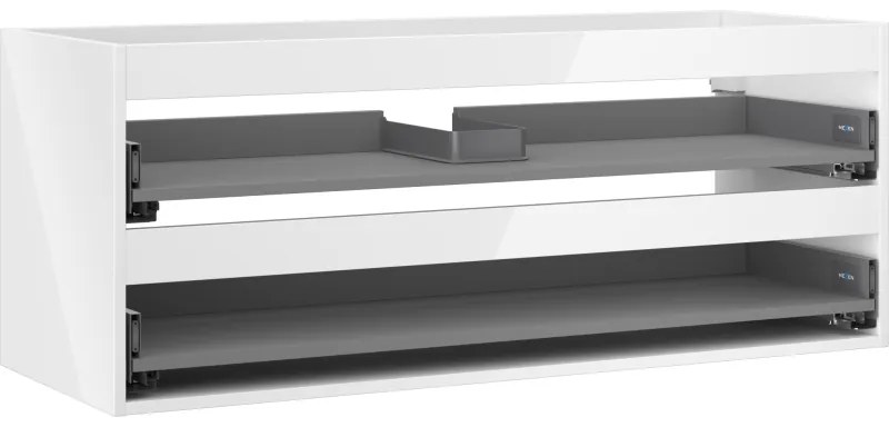 Mexen Box-A, závěsná skříňka 120 cm, 2 zásuvky, bílá lesklá, 91AX0-1200-470-2-00
