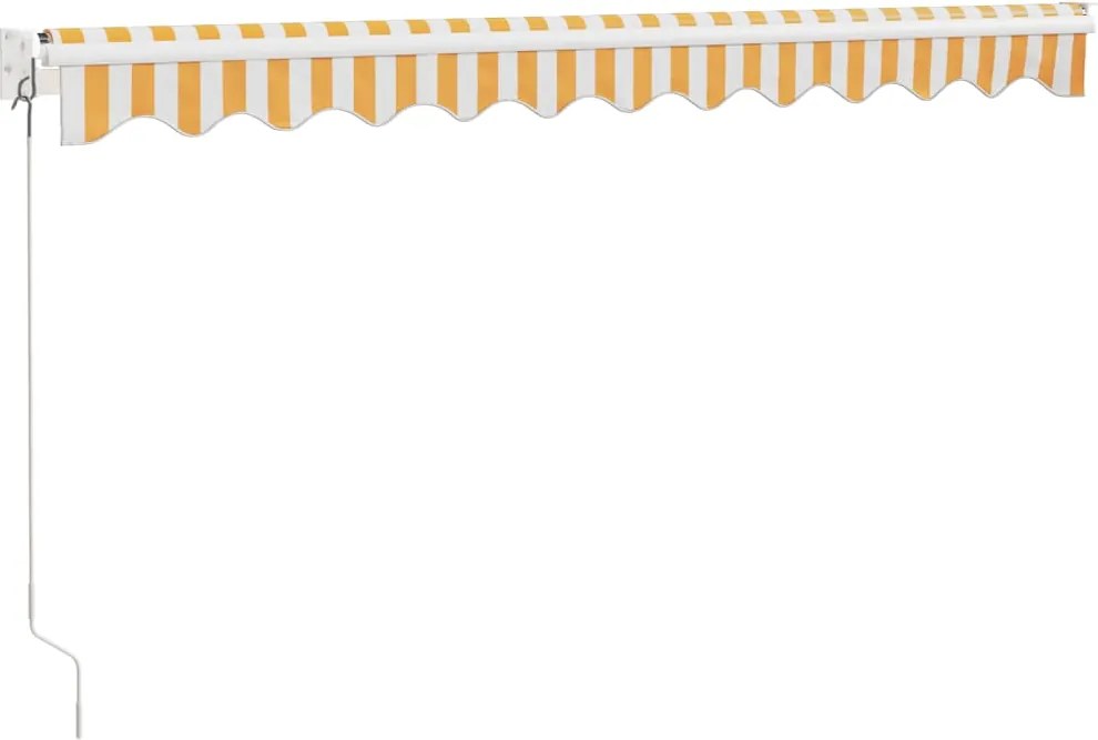 Zatahovací markýza žlutá a bílá 3,5 x 2,5 m textil a hliník 3154432