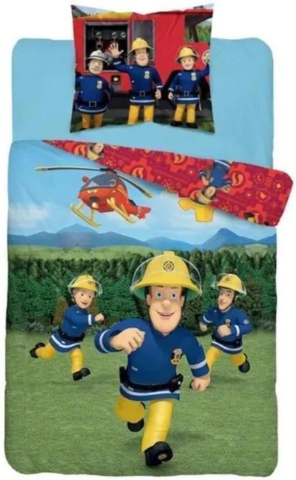DekorTextil Dětské ložní povlečení bavlněné Fireman Sam - 140 x 200 cm + 80 x 70 cm