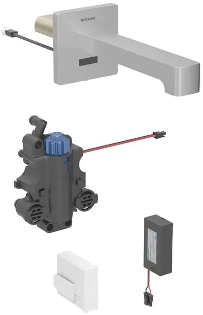 Geberit Brenta - Termostatická elektronická umyvadlová baterie pod omítku, bateriové napájení, easy to clean, kartáčovaná nerez 116.298.SN.1
