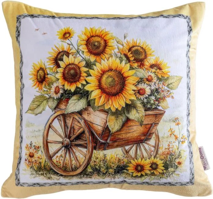 Sada 3 ks povlaků na polštářky SUNFLOWERS 45 x 45 cm