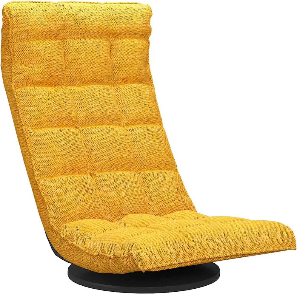 Otočná lenoška na podlahu hořčicově žlutá textil 336581