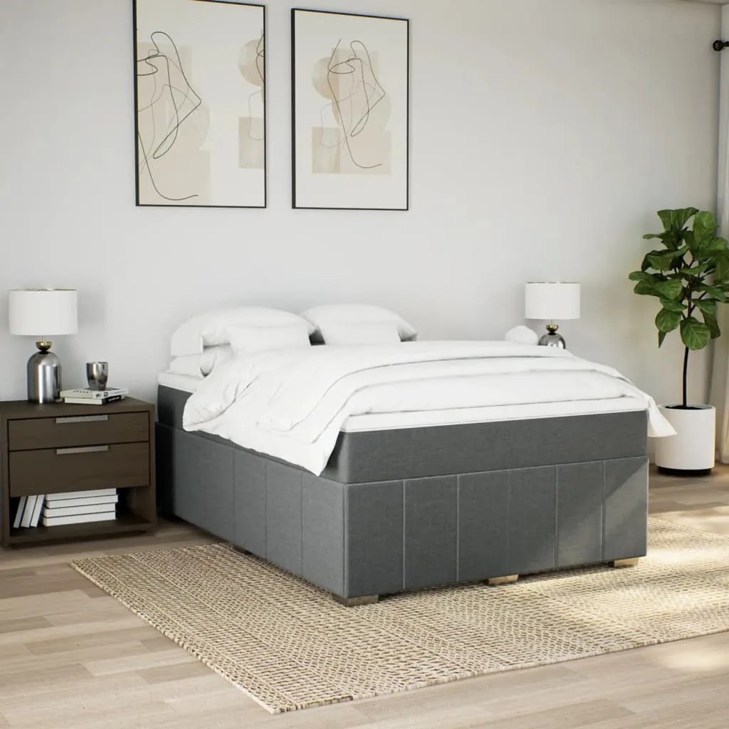 Box spring postel s matrací tmavě šedý 140 x 190 cm textil 3285471