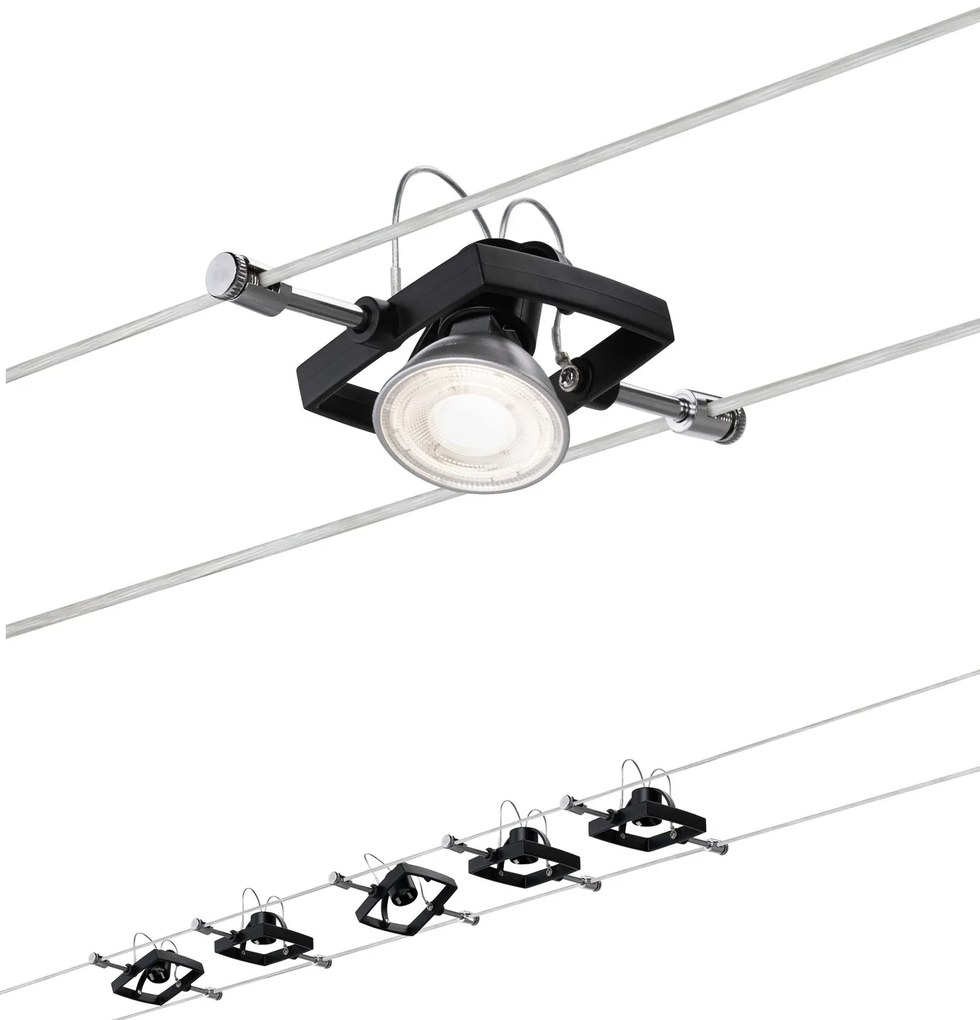 Paulmann 94290 Mac2, lankový systém, 5x max 10W LED 12V, černá, 500cm