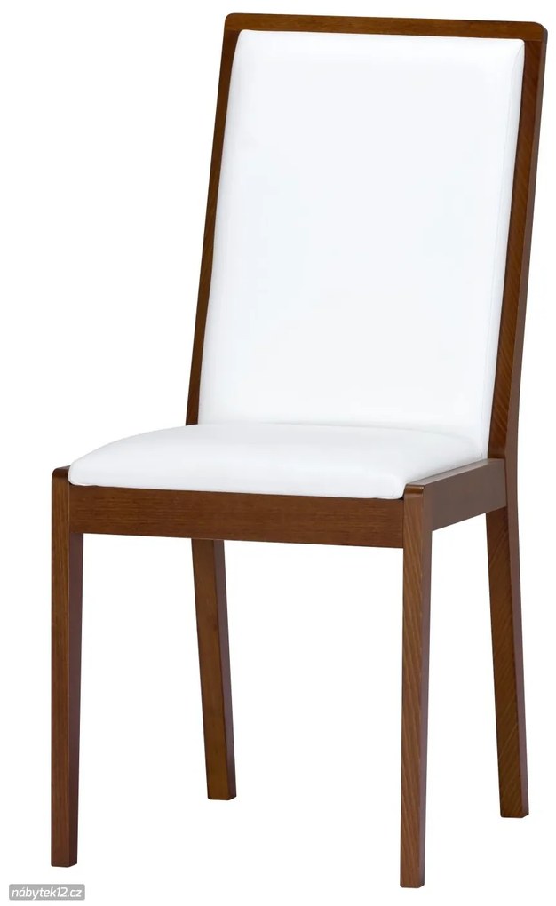 Jídelní židle Solona, masiv buku, ořech / ekokůže - bílá, 44x93x49 cm