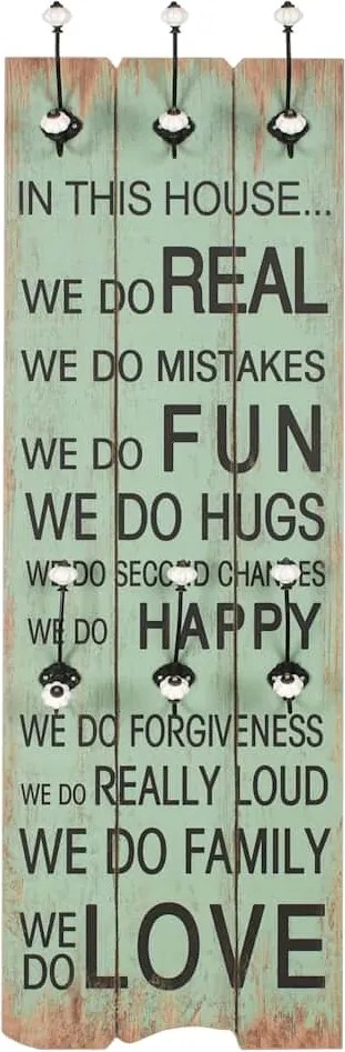 Nástěnný věšák na kabáty HAPPY LOVE s 6 háčky 120 x 40 cm 245855