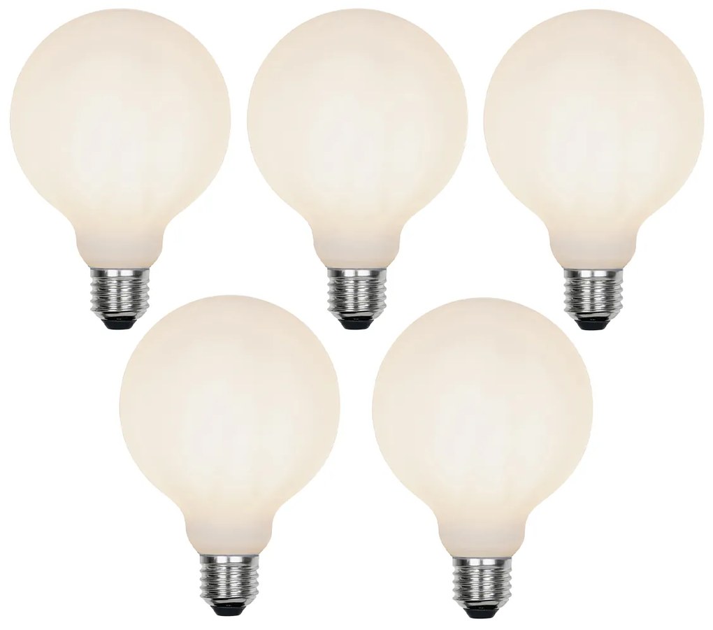 Sada 5 LED žárovek E27 G95 matných, 3-krokově stmívatelných, 5W 550 lm 2700K