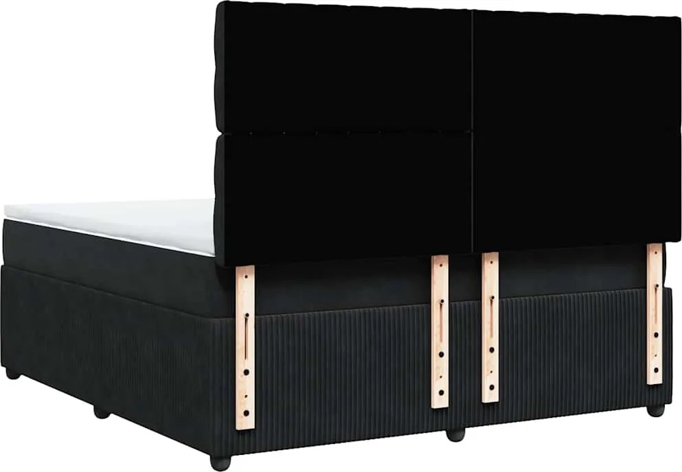 Box spring postel s matrací černá 180x200 cm samet 3292414