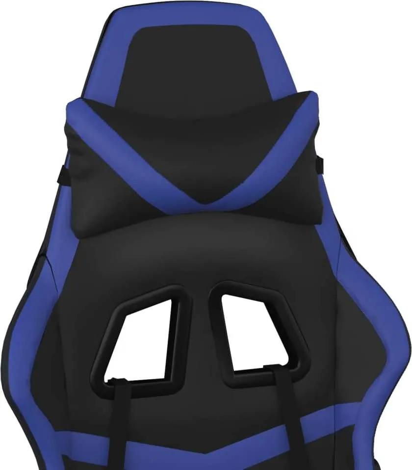 vidaXL Masážní herní židle s podnožkou umělá kůže [345434] Barva: Černo-modrá