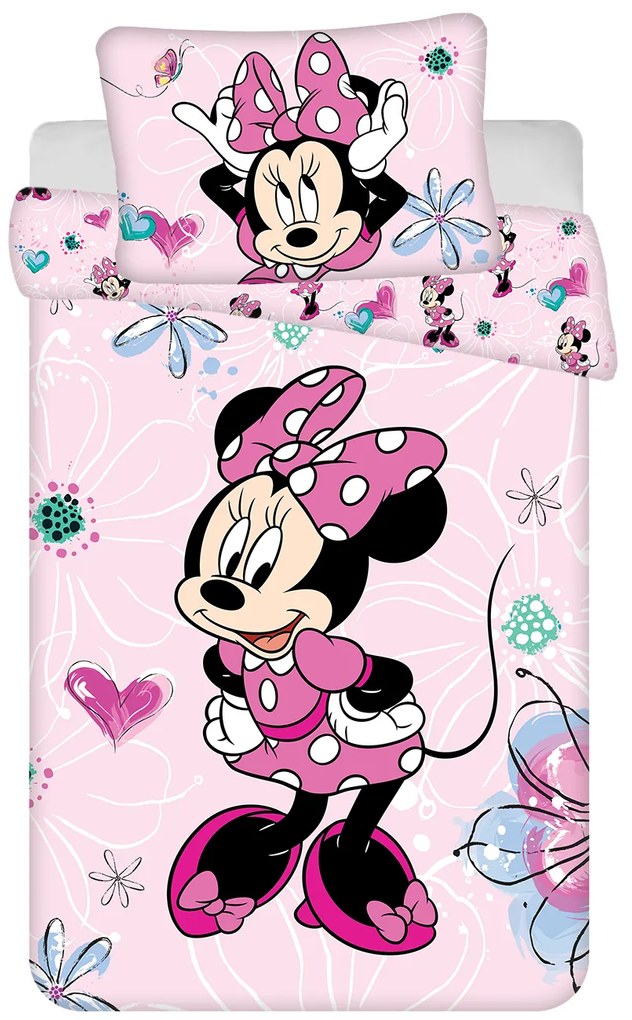 Jerry Fabrics Bavlněné povlečení 100x135 Mini mouse flowers povlak na polštář 40x60 23. srpna