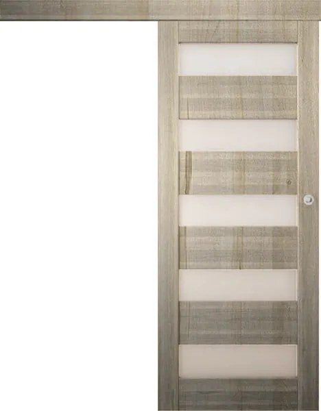 posuvné interiérové dveře na stěnu vasco doors SANTIAGO model 7 Průchozí rozměr: 70 x 197 cm, Orientace dveří: Levé dveře, Dekor: Ořech muškátový