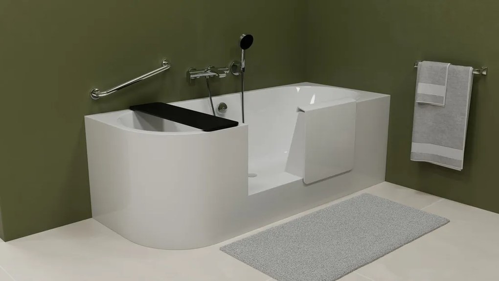 Polysan PORTAS R asymetrická vana s dvířky 170 x 75 x 60 cm pravá akrylát bílá 75541
