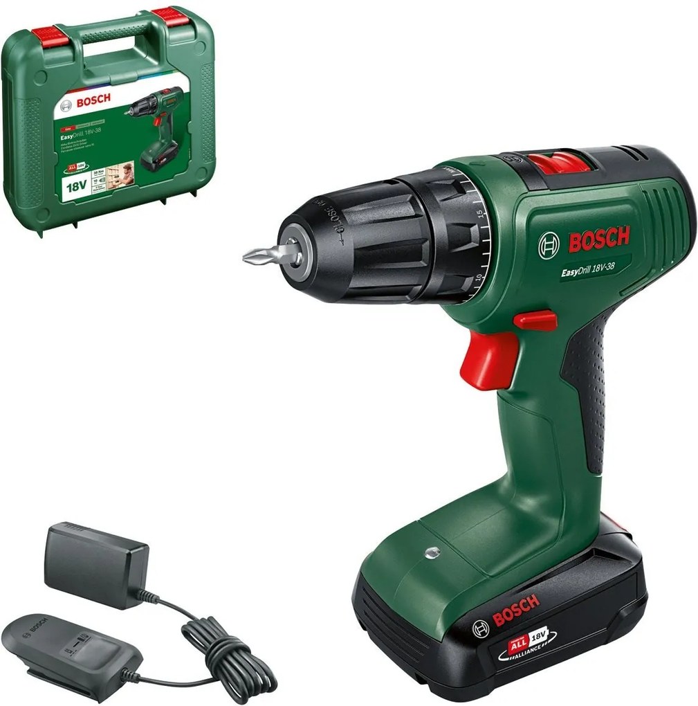 Aku vrtačka bosch easydrill 18v-38 (1x 2.0ah, kufr) 0.603.9d8.003