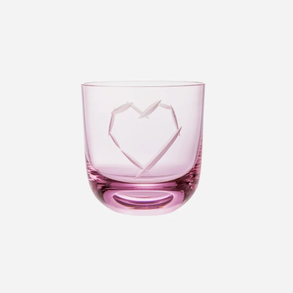 Broušená sklenice LOVE I Pink