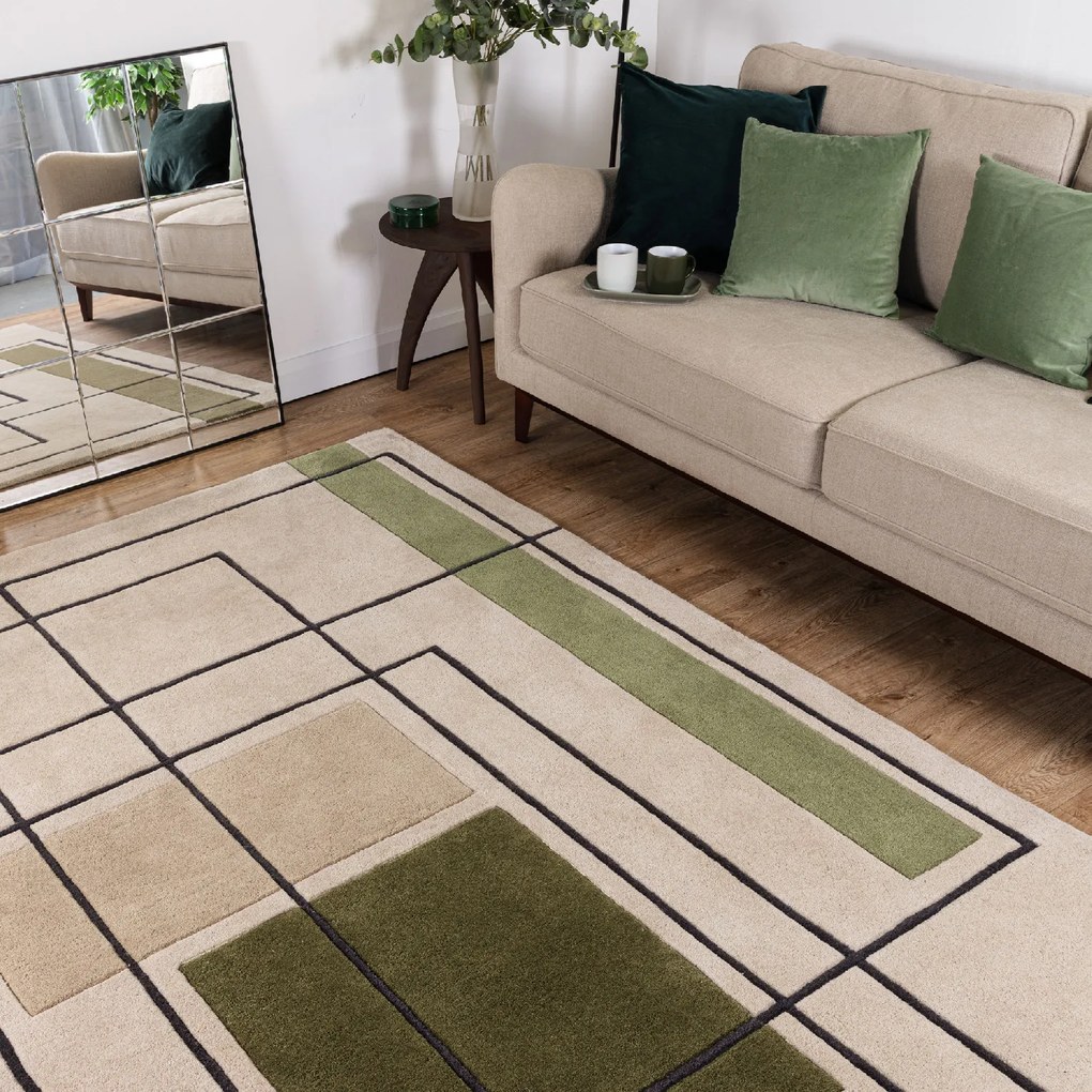 Tribeca Design Kusový koberec Jigsaw Outline Khaki Rozměry: 200x290 cm