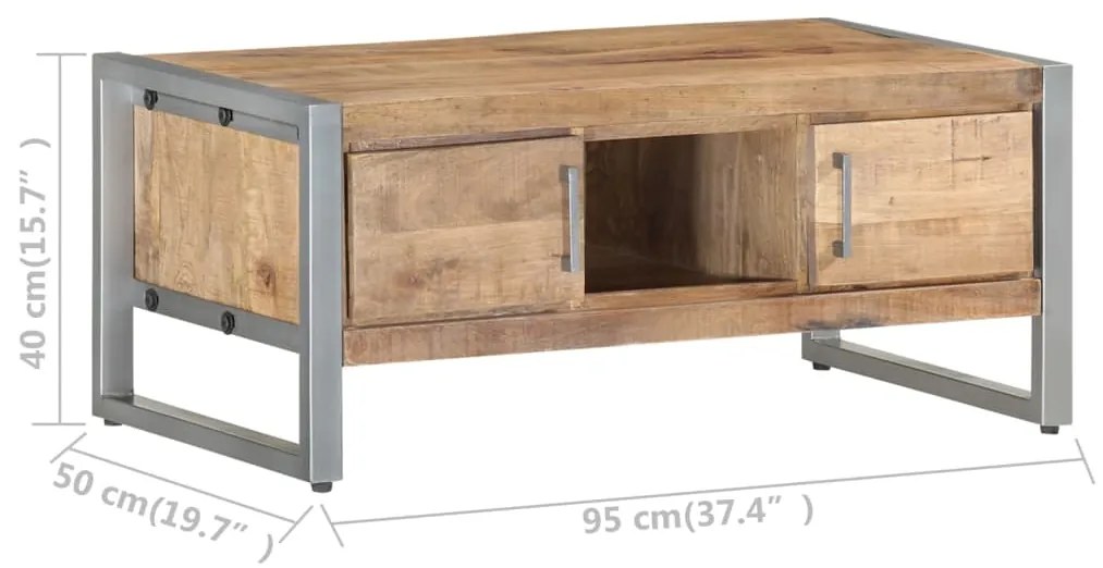 Konferenční stolek 95 x 50 x 40 cm hrubé mangovníkové dřevo - Default Title