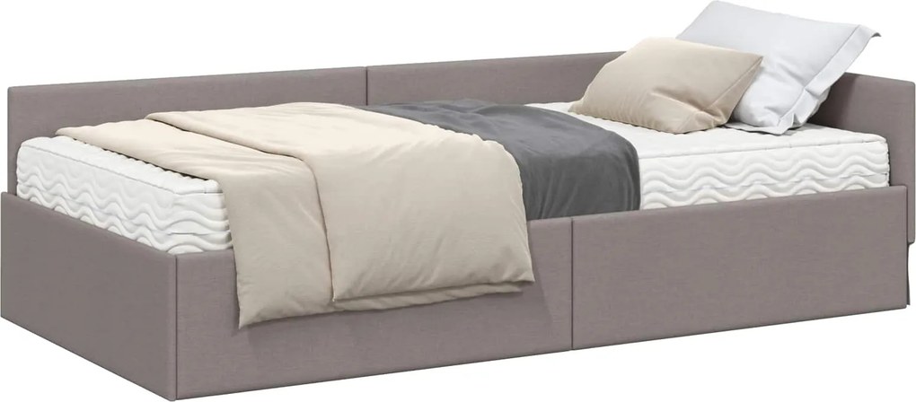 Rohový rám postele s matrací Jiný s čelo 2 ks Taupe textil 3393594