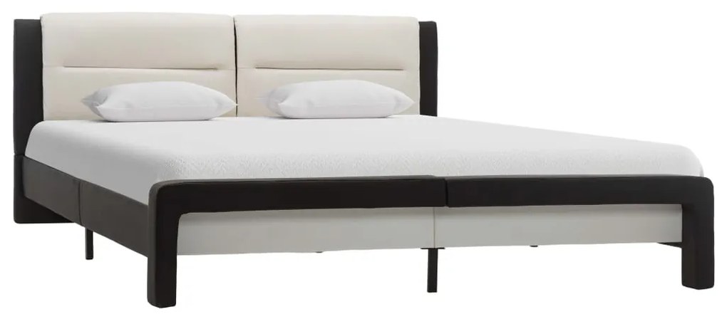 286725 vidaXL Rám postele černobílý umělá kůže 160 x 200 cm