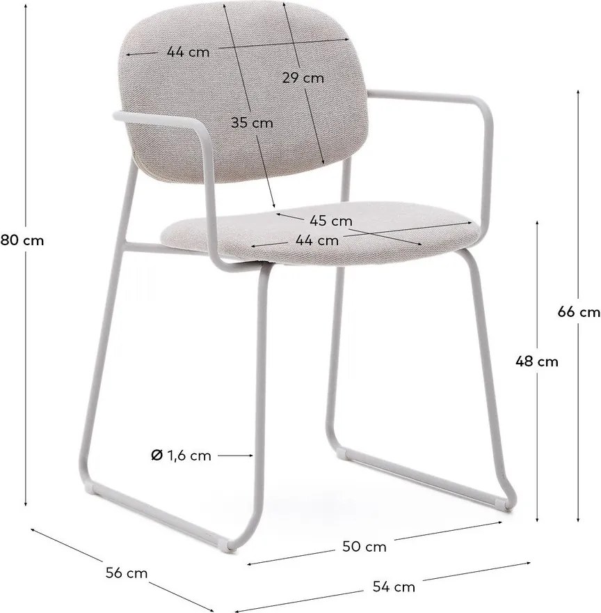 Béžová kovová jídelní židle s područkami Meli – Kave Home
