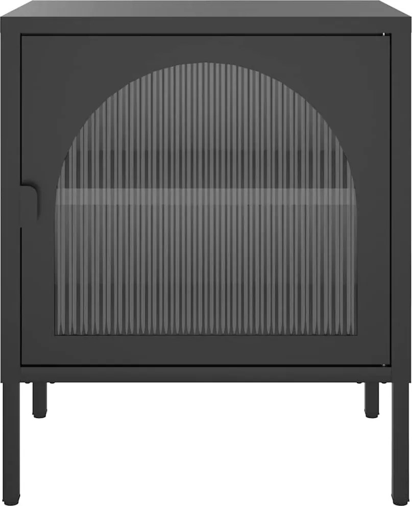 Noční stolky 2 ks černé 50 x 35 x 60 cm sklo a ocel 3211825