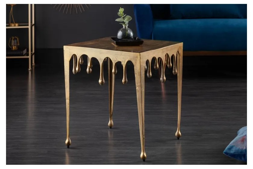 Massive home | Designový odkládací stolek LIQUID LINE L 50 CM zlatý