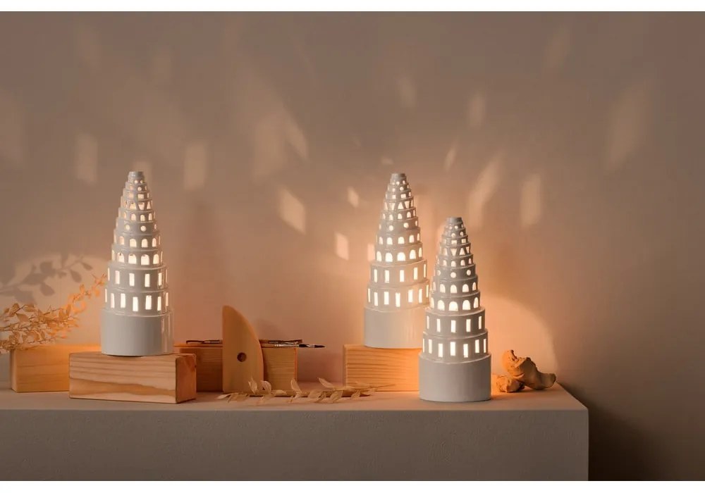 Bílý keramický vánoční svícen Kähler Design Lighthouse, ø 9 cm