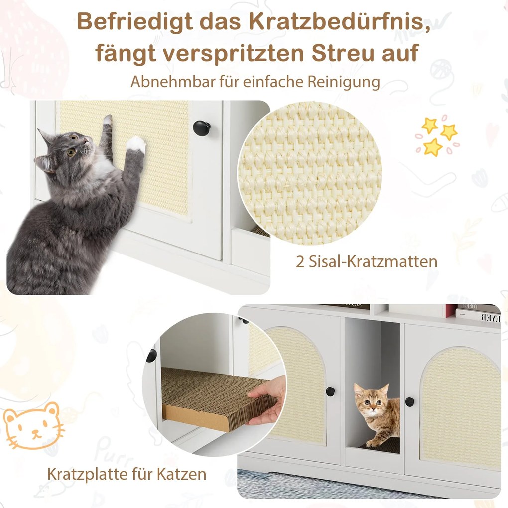 Costway Kočičí záchod kočičí skříňka pro 2 kočky skrytá kočičí záchodová