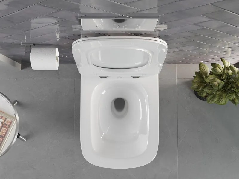 Mexen Vivo, závěsná WC mísa 555x370x335 mm, Rimless Tornádo, bílá lesklá, 3361XX00T