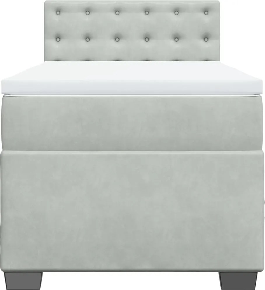 Box spring postel s matrací světle šedá 100x200 cm samet 3288546