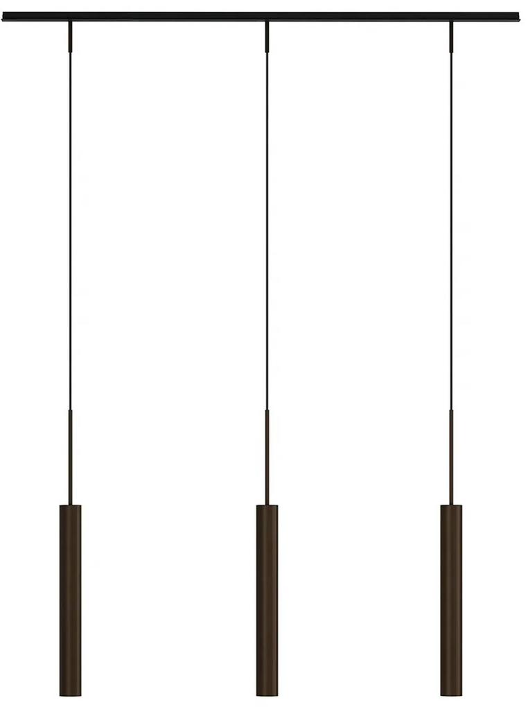 Závěsné svítidlo Audo Tubulaire Rail, 3 světla, bronzová barva, hliník