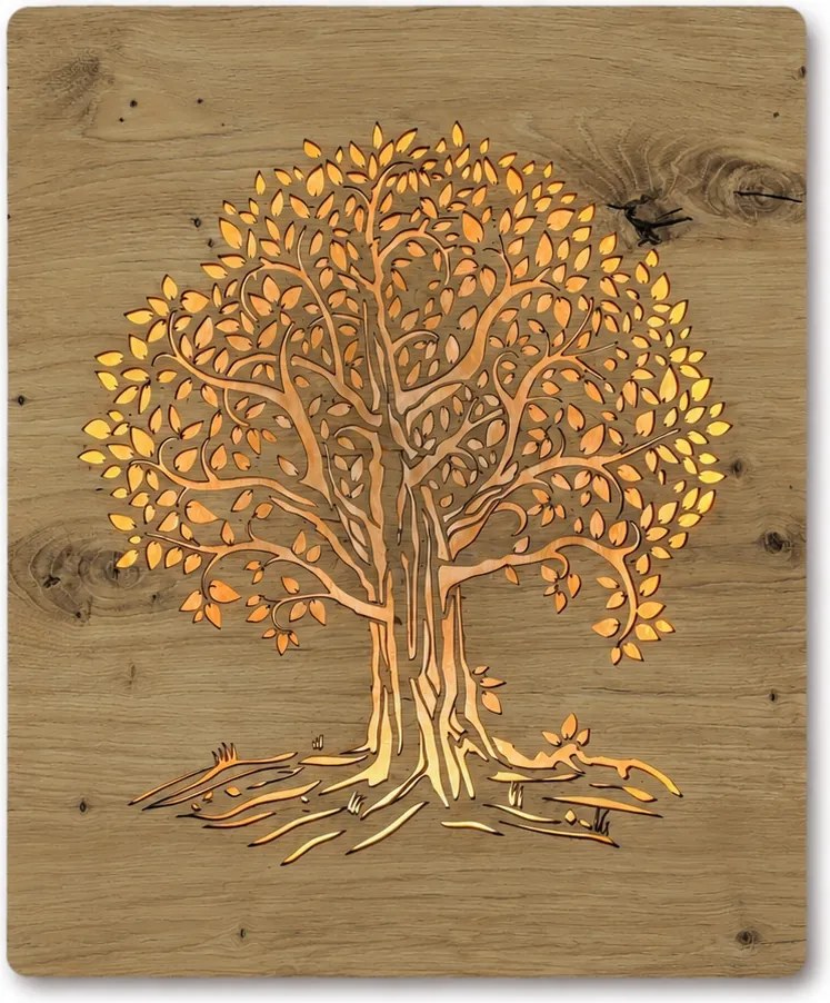 Li-Go "Lípa" světelný obraz 230V 90x110 cm provedení povrchu: ořech