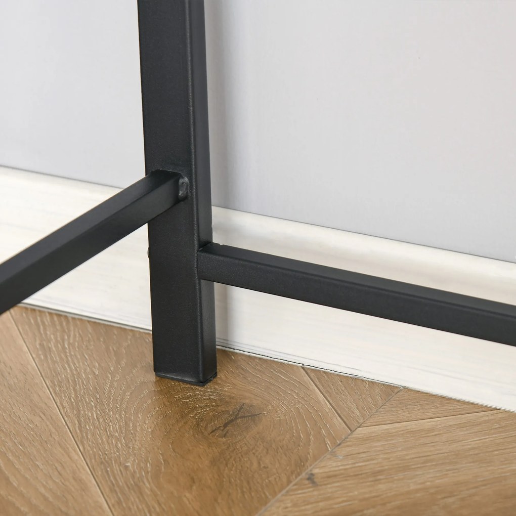 Stůl HOMCOM Počítačový stůl s úložným prostorem a otvorem na kabely, kovový ořech, 84x45x85cm, ideální pro domácí kancelář a pracovnu