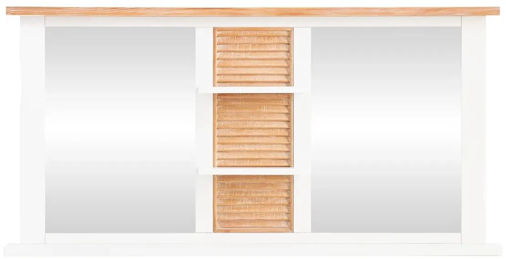 furniture-nabytek.cz - Masivní koupelnové zrcadlo Caprino z borovice, lakované, bílé/hnědé – 140×70 cm