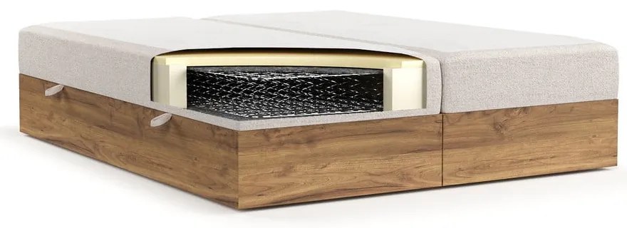 Boxspring postel s úložným prostorem v béžovo-přírodní barvě 140x200 cm Faro – Maison de Rêve
